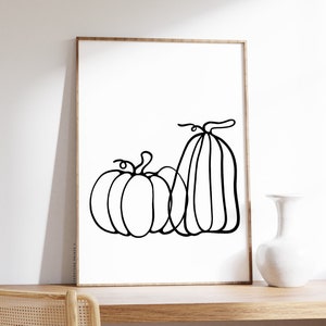 Pumpkin Line Art | Fall Prints | Fall Wall Art | Autumn Wall Art | Fall ...