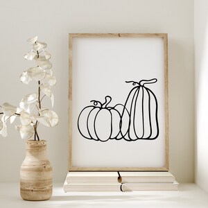 Pumpkin Line Art | Fall Prints | Fall Wall Art | Autumn Wall Art | Fall ...