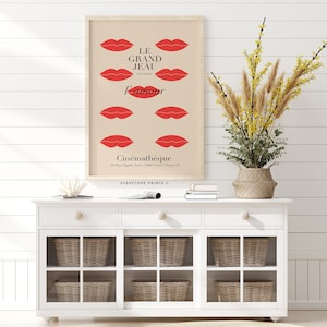 Vintage French Print | French Kiss Art, Heart Wall Art, Retro Art Print ...