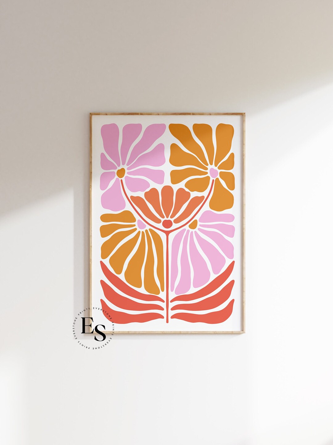 Retro Flower Art Mid Century Wall Art Retro Flower Market - Etsy