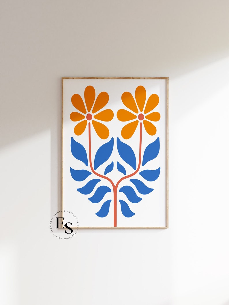Retro Abstract Flower | Mid Century Wall Art, Retro Flower Market ...