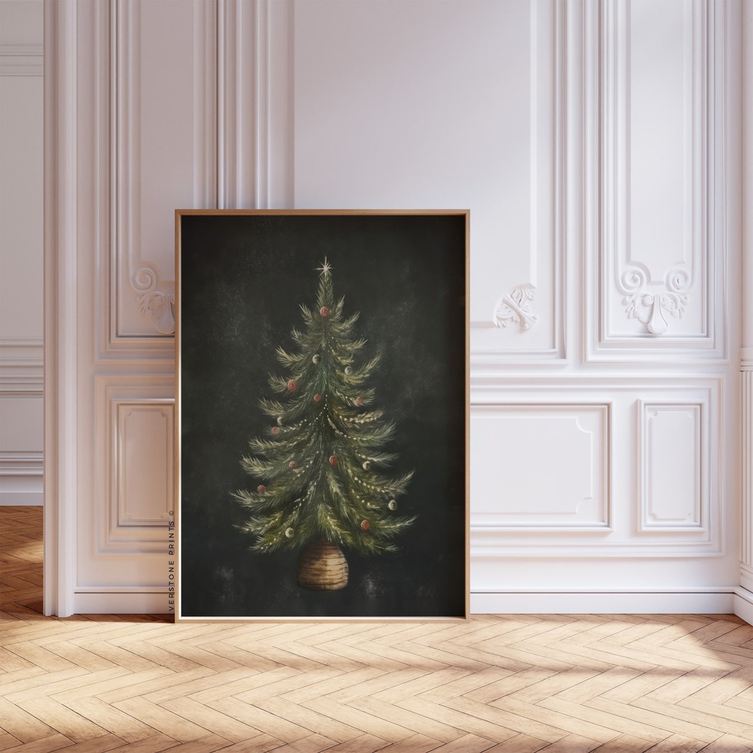 Christmas Tree Print | Christmas Printable Wall Art, Vintage Style ...