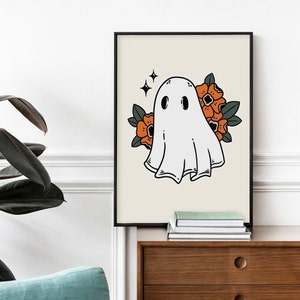 Retro Ghost Wall Art | Halloween Wall Art | Halloween Poster | Spooky ...