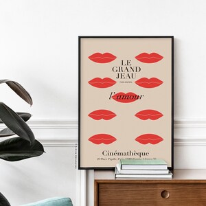 Vintage French Print | French Kiss Art, Heart Wall Art, Retro Art Print ...