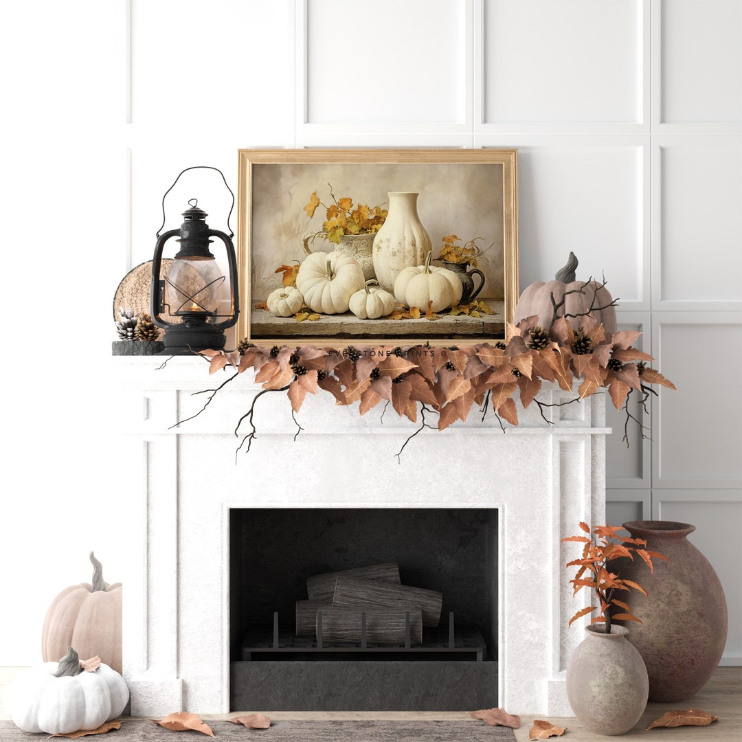 Autumn Still Life Pumpkin Painting | Farmhouse Decor, Rustic Fall Art ...