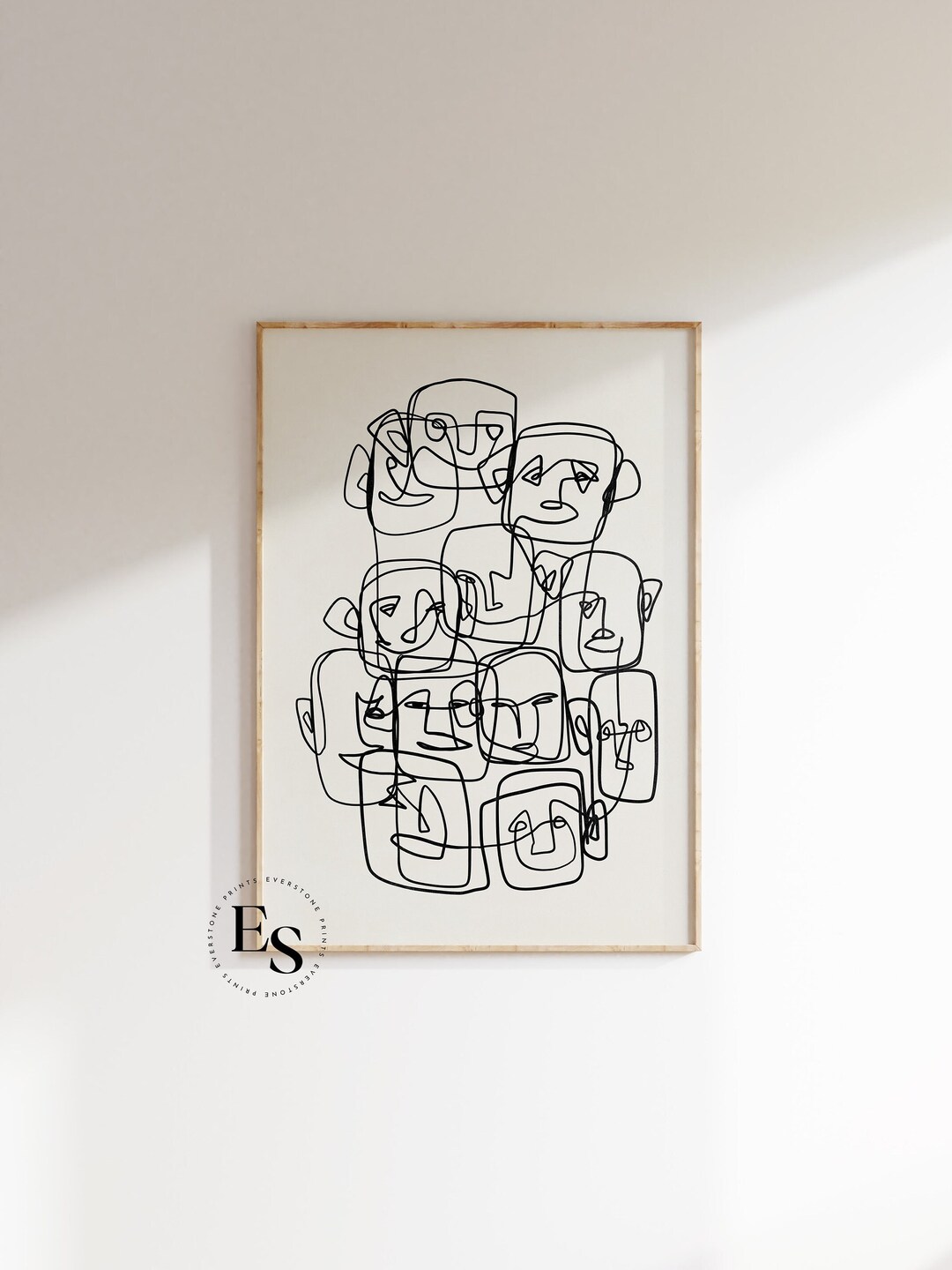 Abstract Face Print | Continuous Line Art, One Line Drawing, Black ...