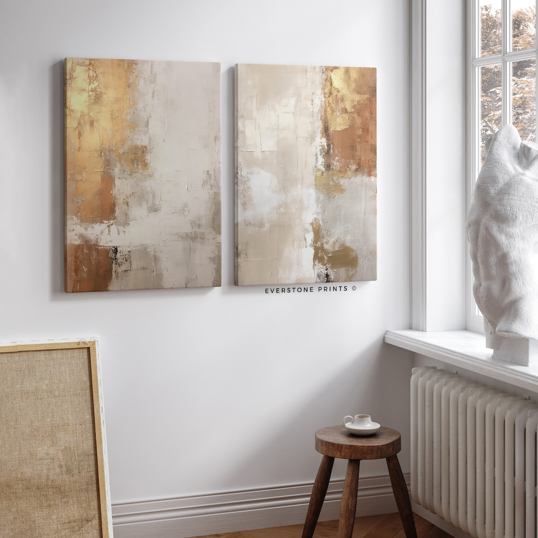 Beige Gold Abstract Textured Wall Art | Simple Neutral Nordic Print ...