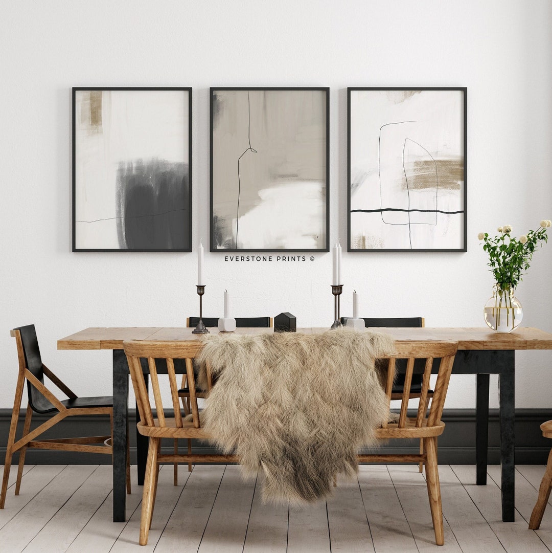 Neutral Gallery Wall Set of 3 Prints | Nordic Prints, Abstract Wall Art ...