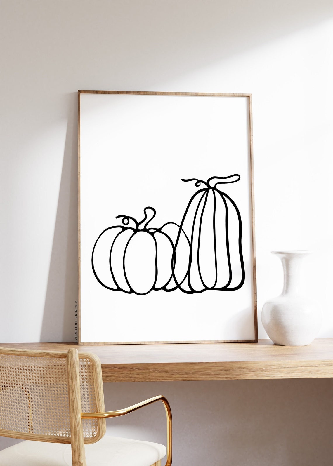Pumpkin Line Art | Fall Prints | Fall Wall Art | Autumn Wall Art | Fall ...