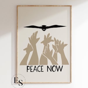 Peace Now Art | 70s Wall Art | Retro Wall Art | Peace Sign Print ...
