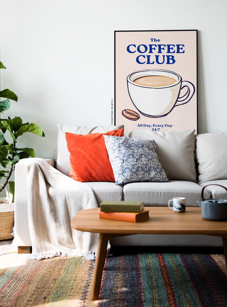 The Coffee Club Poster | Retro Coffee Club Print, Kitchen Dinning Room ...