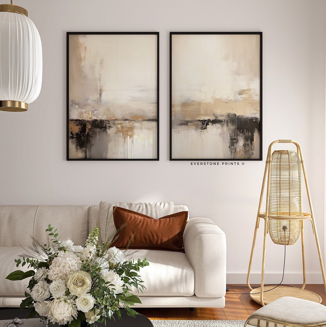 Modern Neutral Abstract Gallery Art Prints, Set of 2, Earth Tones Art ...