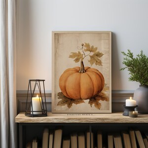 Fall Pumpkin Still Life Painting | Rustic Fall Art, Autumn Wall Print ...