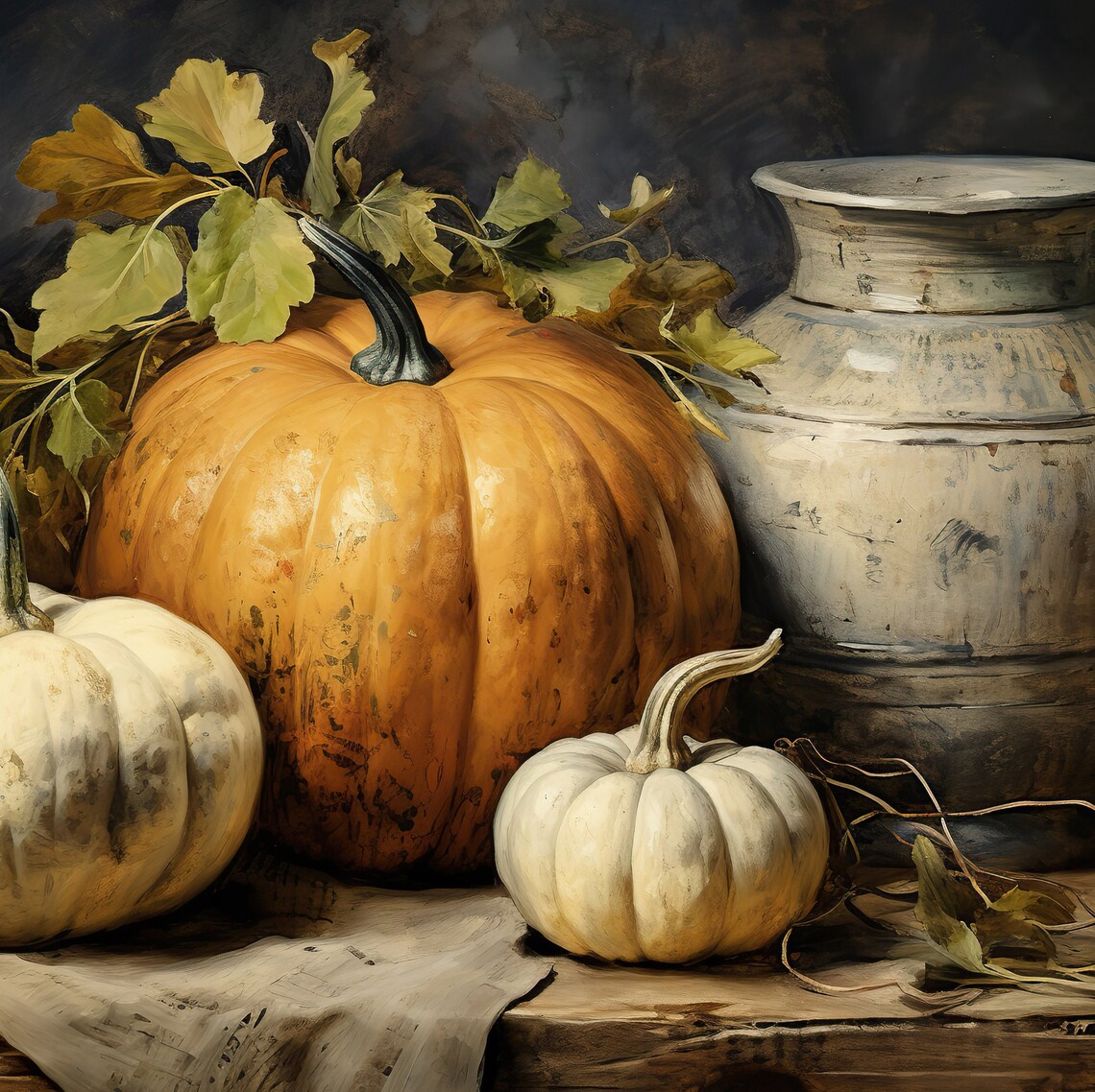 Fall Pumpkin Still Life Art | Farmhouse Decor, Rustic Fall Art, Autumn ...