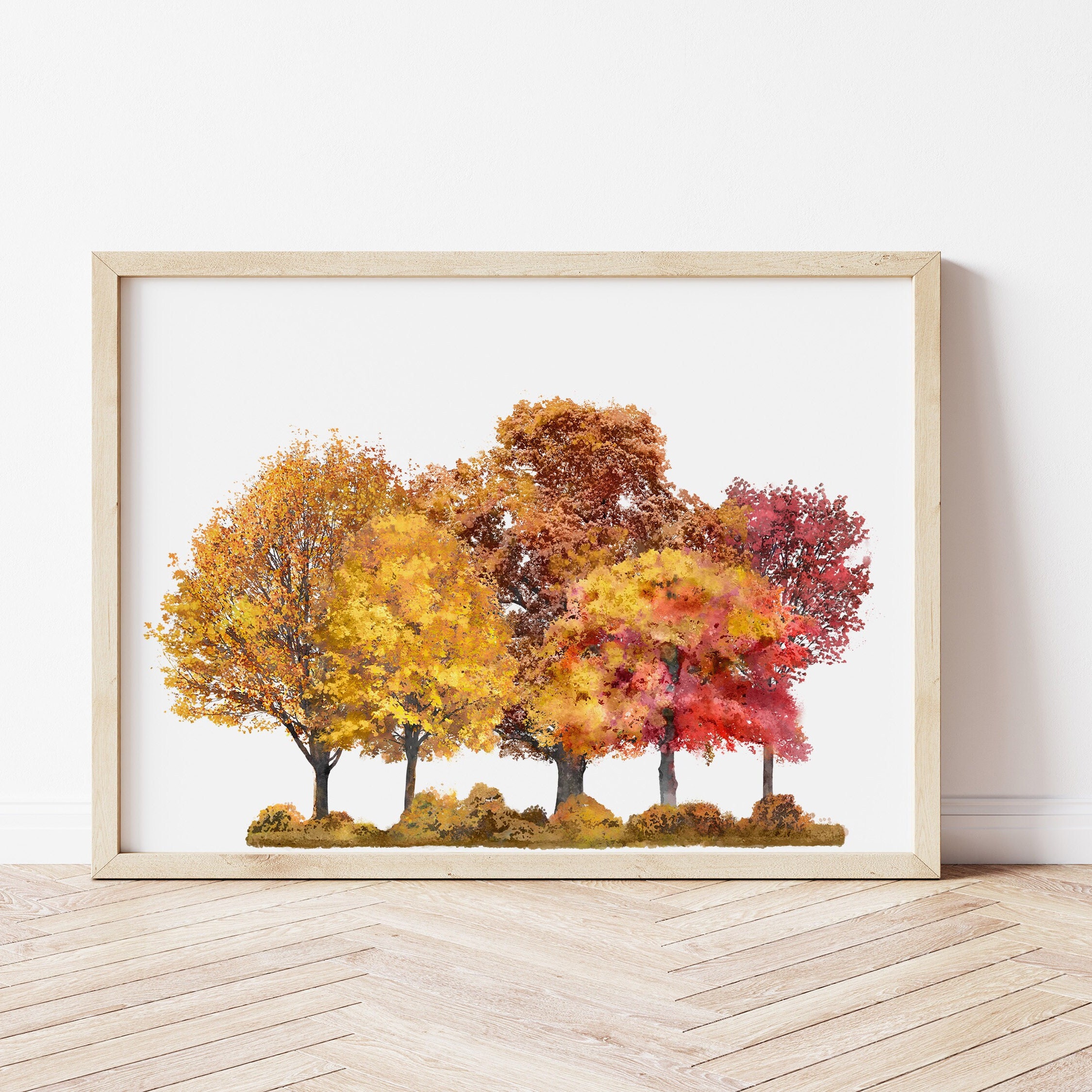 Fall Tree Landscape Art | Autumn Wall Art | Fall Art | Seasonal Art ...