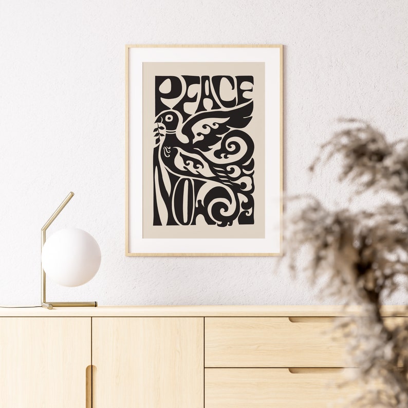 Peace Now Print Dove of Peace Poster Groovy Wall Art - Etsy