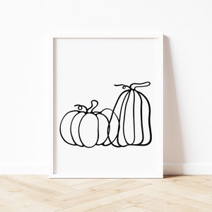 Pumpkin Line Art | Fall Prints | Fall Wall Art | Autumn Wall Art | Fall ...