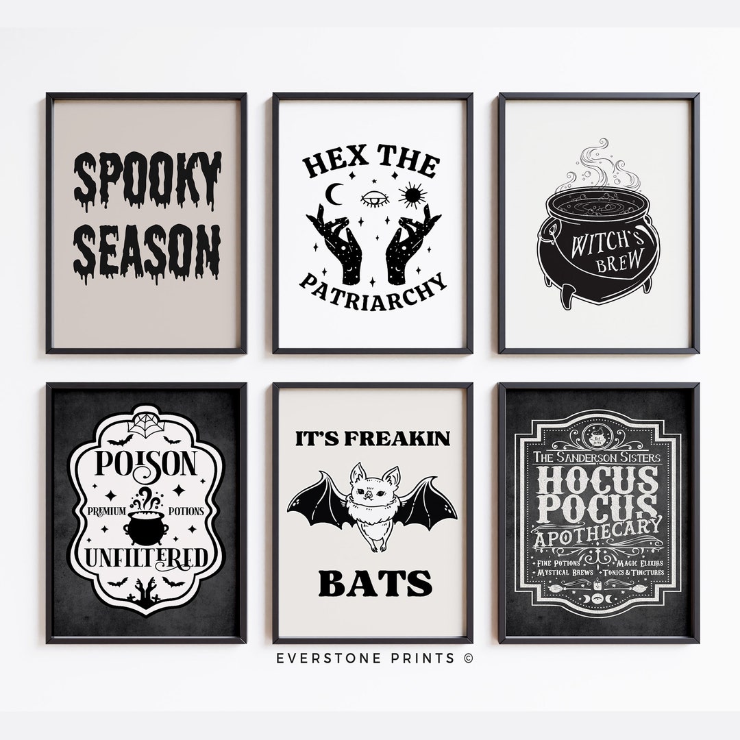 Set of 6 Halloween Prints | Halloween Wall Art | Witch Wall Art ...