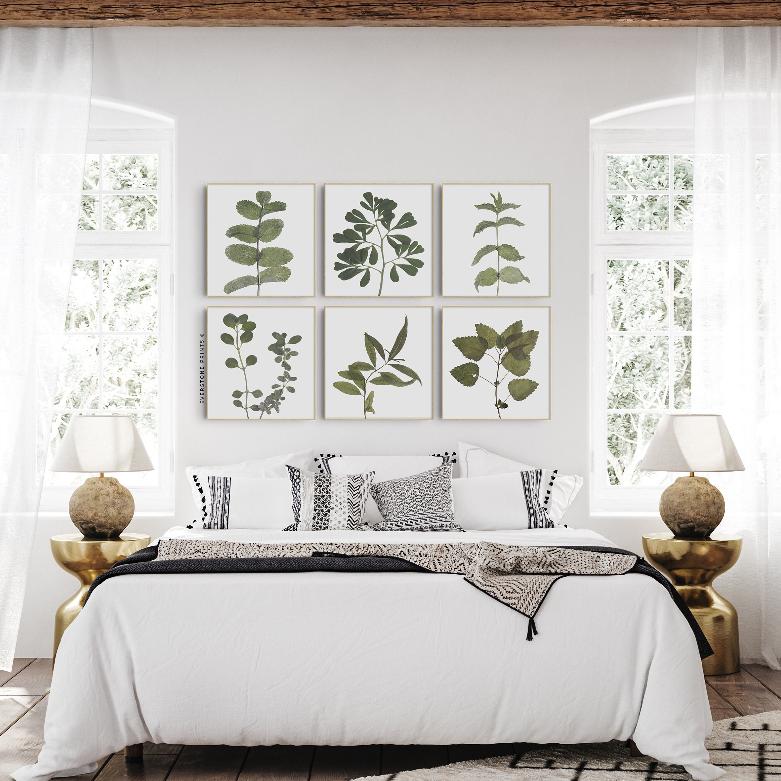 Set of 6 Green Plant Prints | Plant Art, Botanical Prints, Square ...