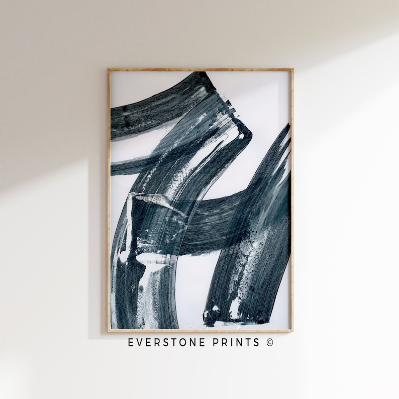 Blue Abstract Art Print | Modern Abstract Art, Brush Strokes Art ...