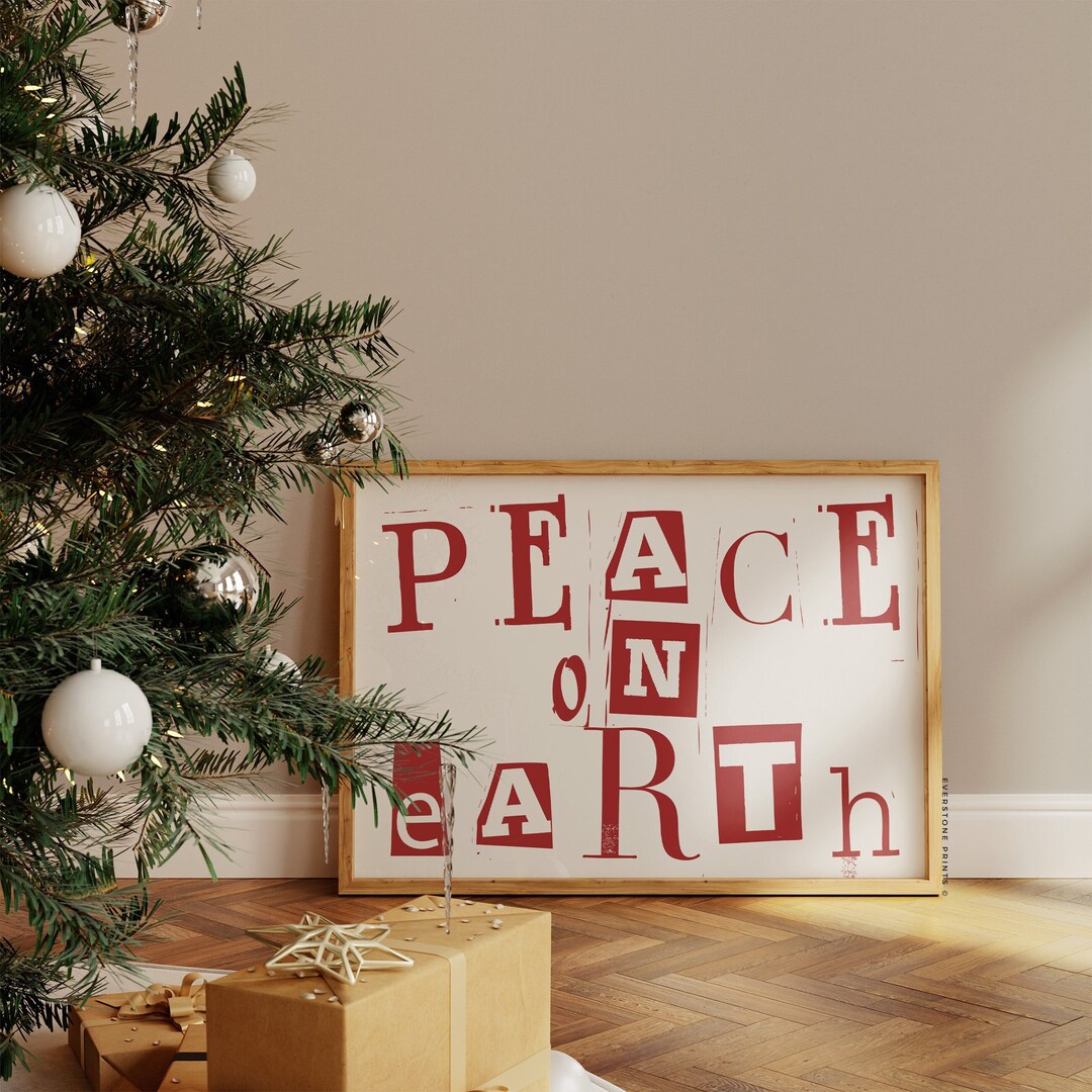 Peace on Earth Printable | Christmas Wall Decor, Holiday Art, Xmas ...