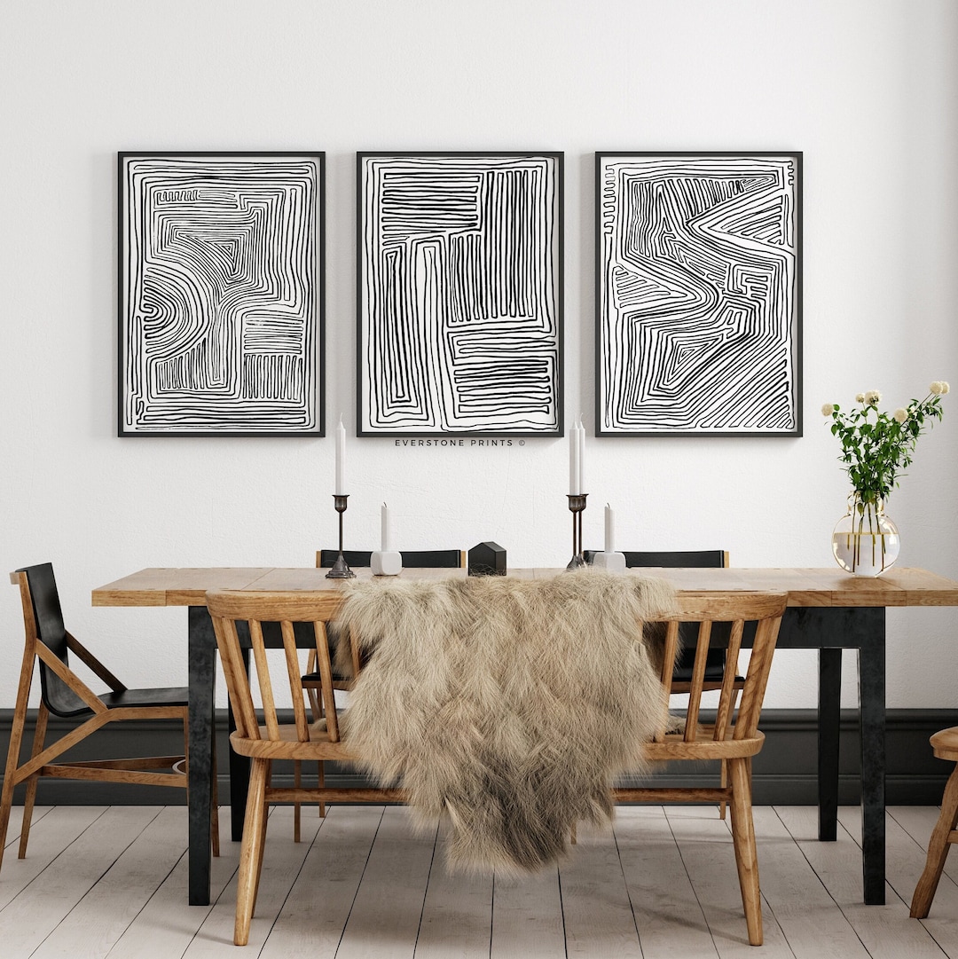 Black White Minimalist Line Art | Line Drawing, Modern Wall Art ...