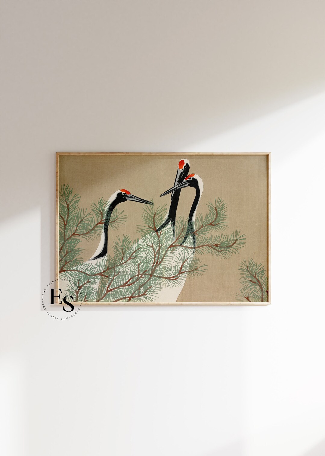 Vintage Cranes Print | Japanese Bird Art, Asian Wall Art, Crane ...