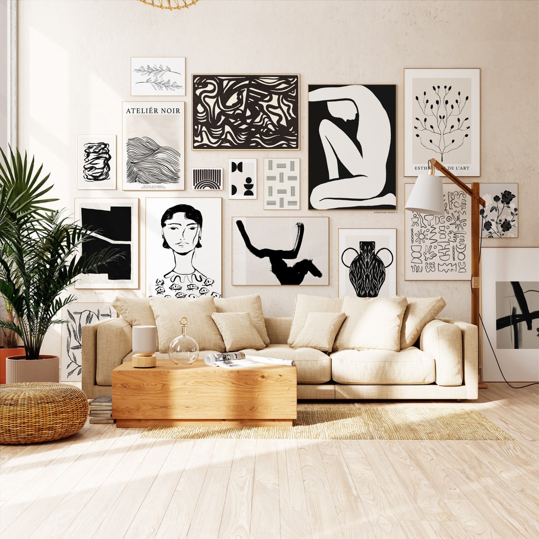 Neutral Gallery Wall | Set of 15+ Printables, Modern Abstract Gallery ...