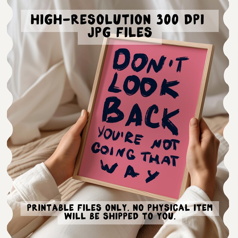 Don't Look Back Poster | Preppy Handwritten Typography Poster ...