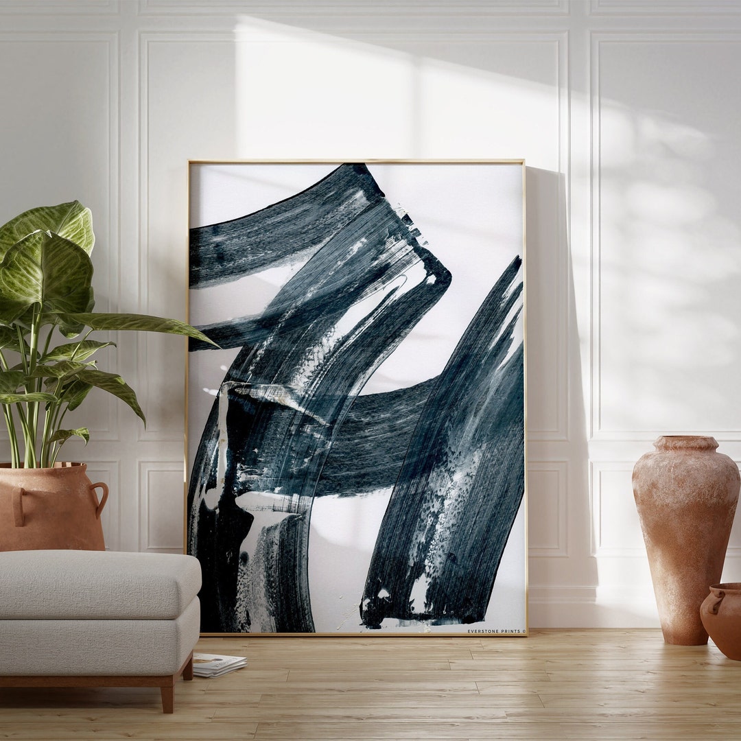 Blue Abstract Art Print Modern Abstract Art Brush Strokes - Etsy