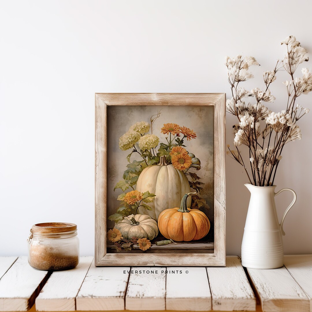 Rustic Fall Wall Decor Printable | Still Life Painting Rustic Fall Art ...