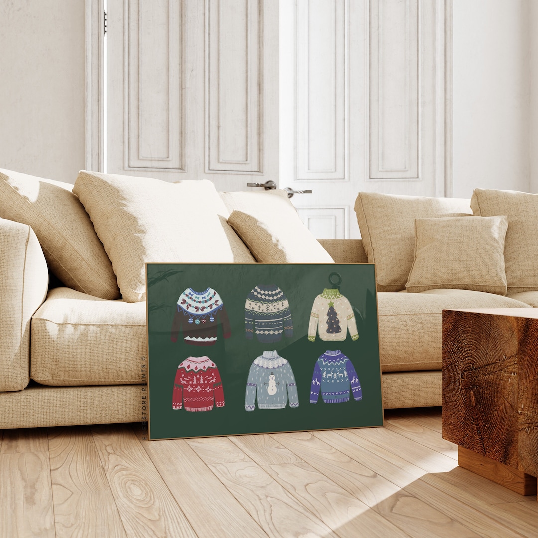 Ugly Christmas Sweater Print | Sweater Weather, Colorful Holiday Poster ...