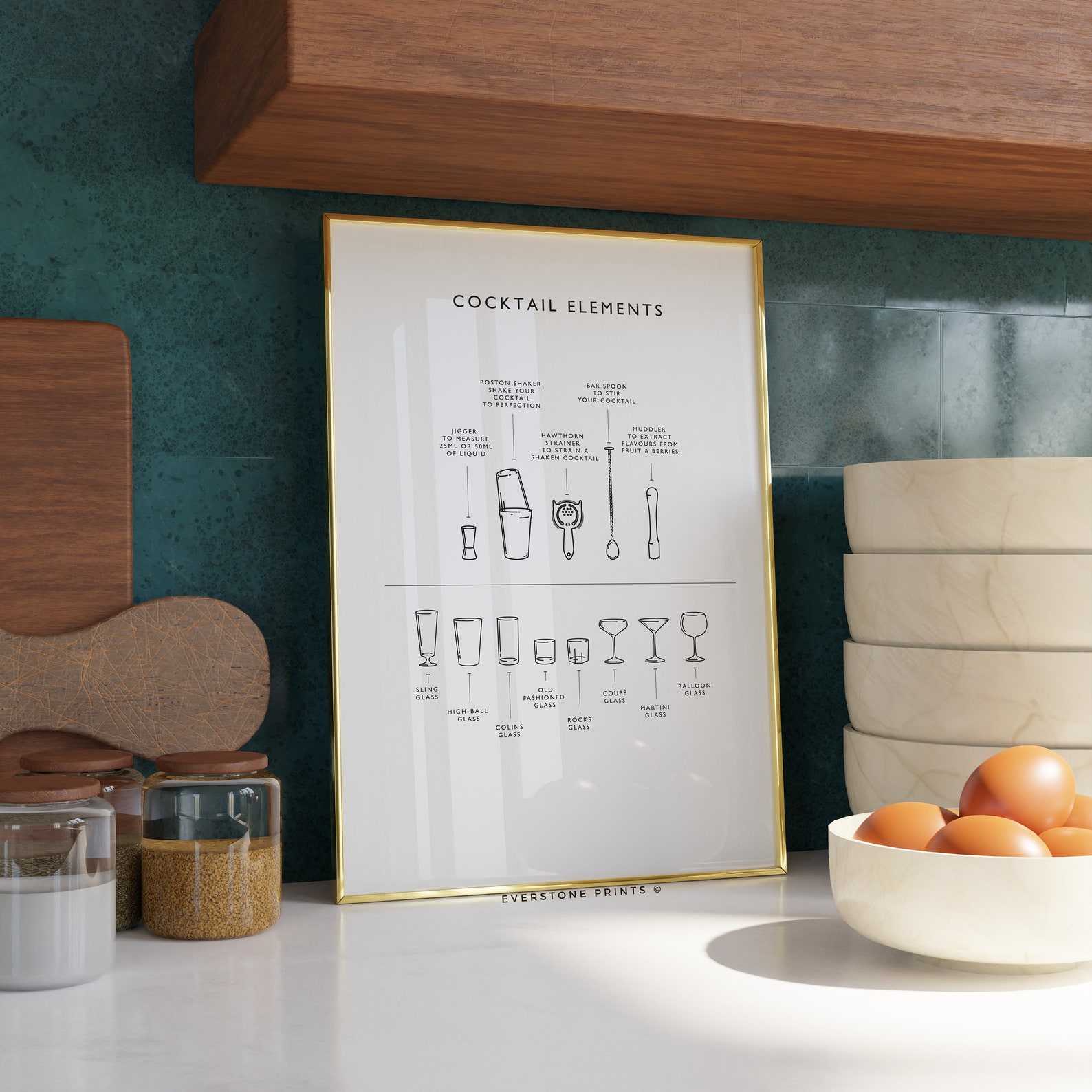 Cocktail Elements Guide | Cocktail Art | Kitchen Art Printable | Bar ...