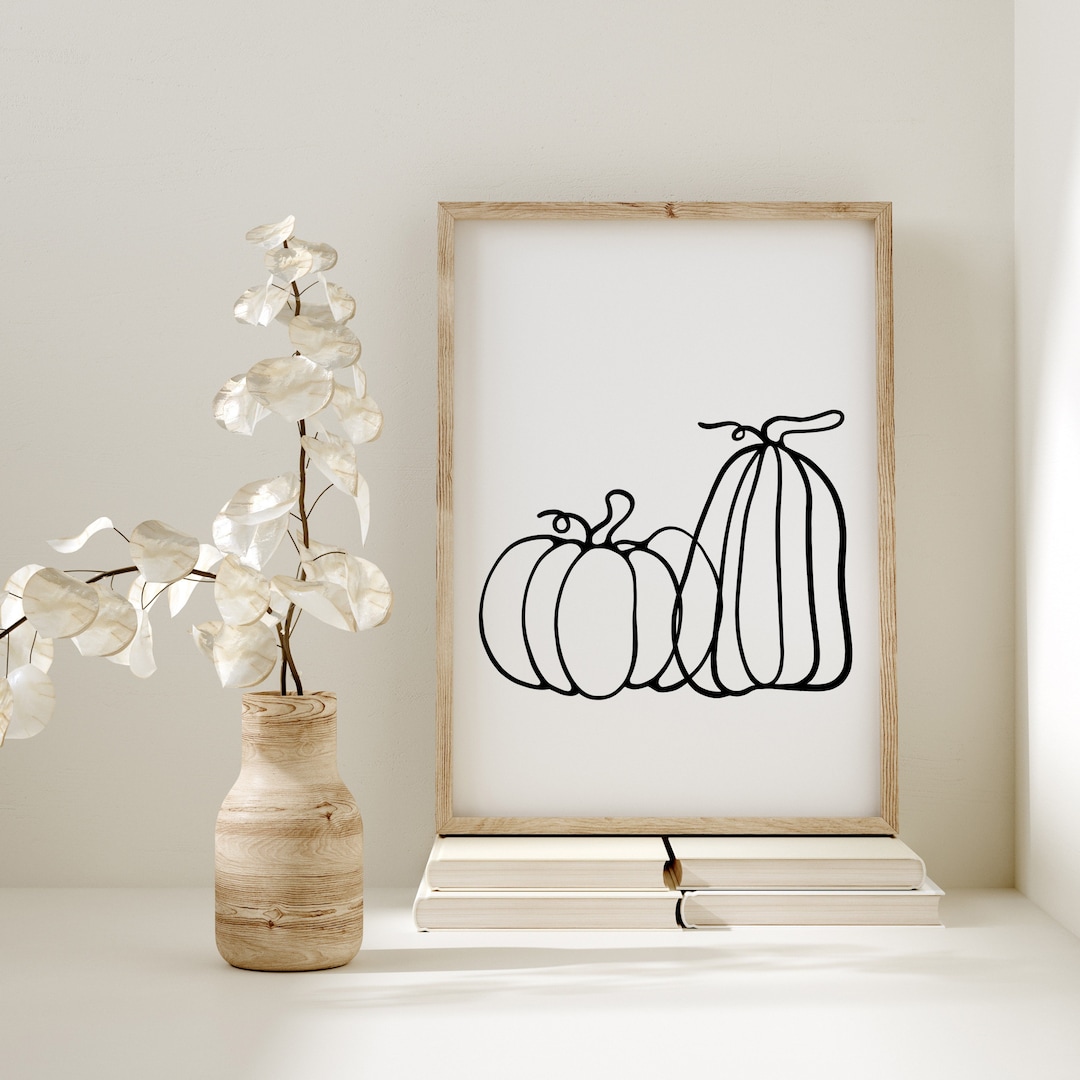 Pumpkin Line Art | Fall Prints | Fall Wall Art | Autumn Wall Art | Fall ...