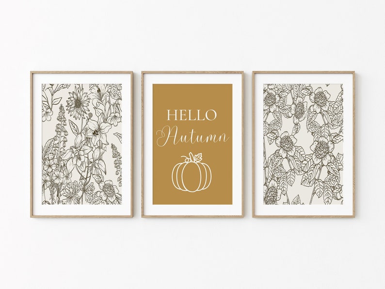Fall Wall Set of 3 | Fall Prints, Leaves Fall Printable Art, Fall Wall ...