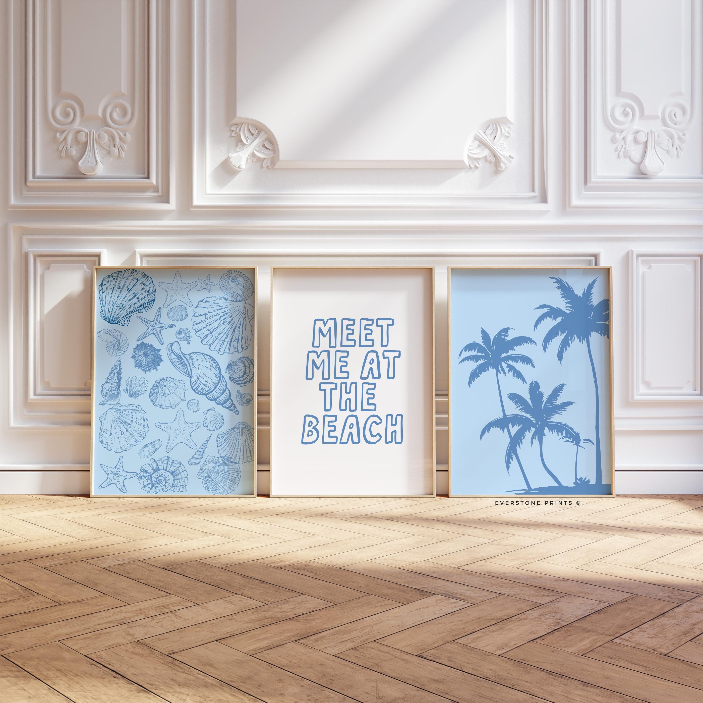 Preppy Coastal Print Set of 3 | Meet Me at the Beach, Beach Wall Art ...
