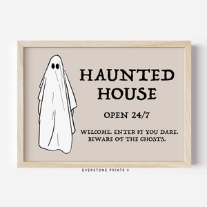 Halloween Ghost Sign | Halloween Wall Decor, Halloween Poster, Ghost ...