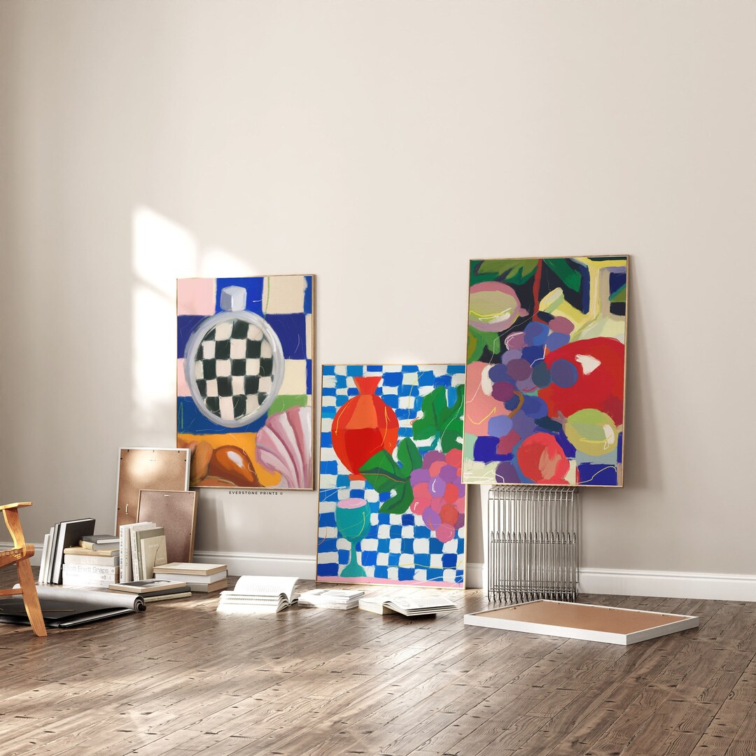 French Riviera Kitchen Print Set | Kitchen Wall Art, Colorful Food Art ...