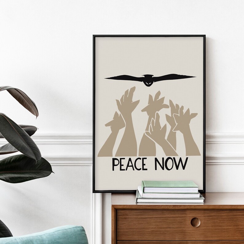 Peace Now Art | 70s Wall Art | Retro Wall Art | Peace Sign Print ...
