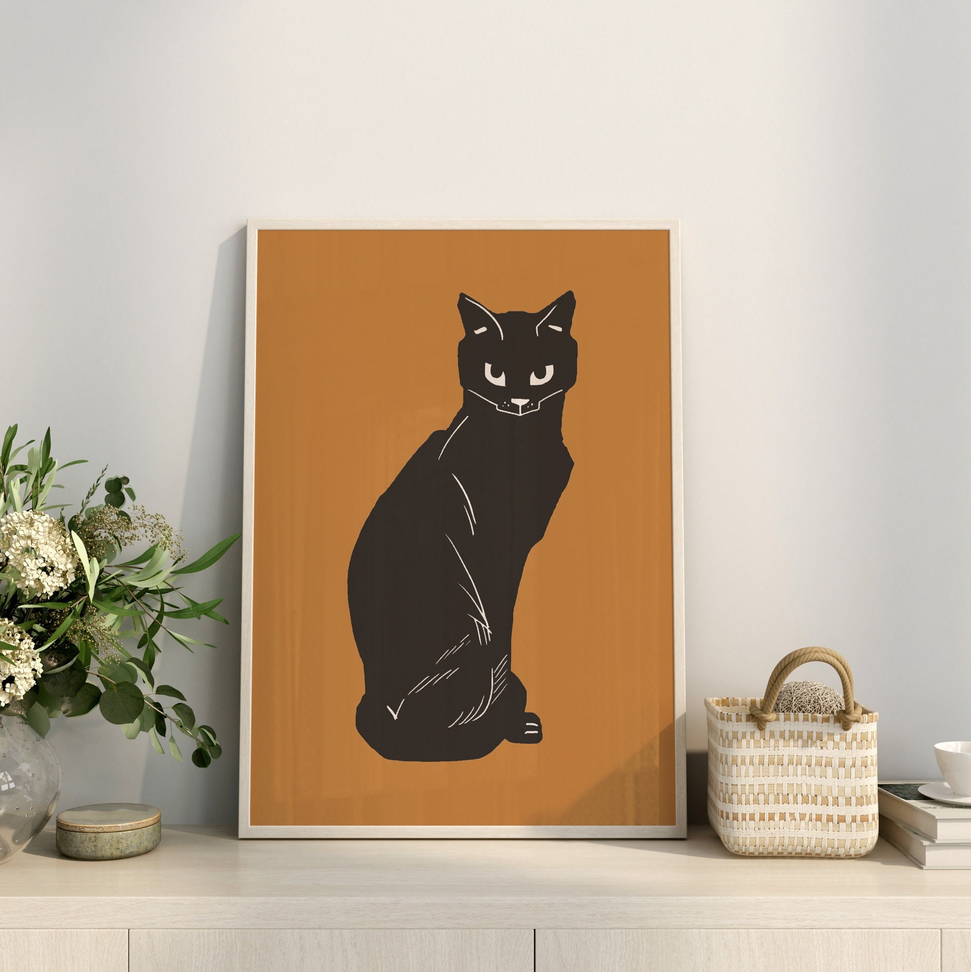 Creepy Cat Art Halloween Wall Art Halloween Poster - Etsy