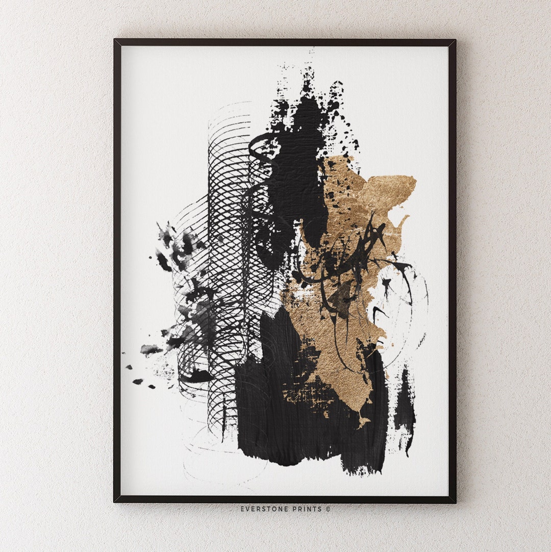 Abstract Black and Gold Art Abstract Art Neutral Art Print - Etsy