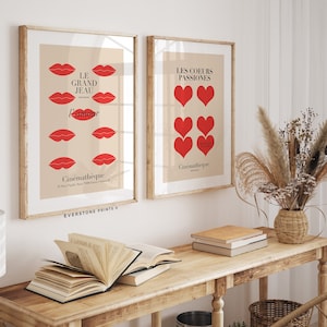Vintage French Film Set | French Kiss Art, Heart Wall Art, Retro Art ...