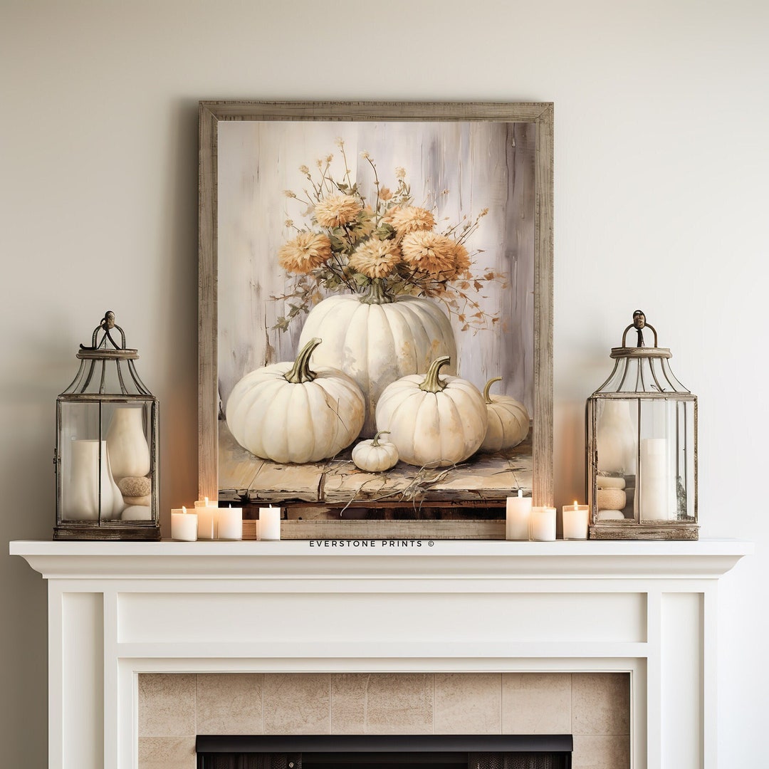 Fall Wall Decor, Pumpkin Still Life Painting, Rustic Fall Art, Autumn ...