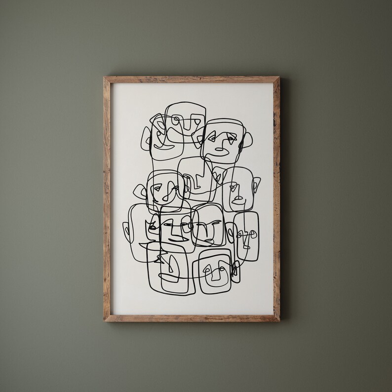 Abstract Face Print Continuous Line Art Faces One Line - Etsy