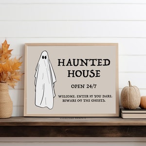 Halloween Ghost Sign | Halloween Wall Decor, Halloween Poster, Ghost ...