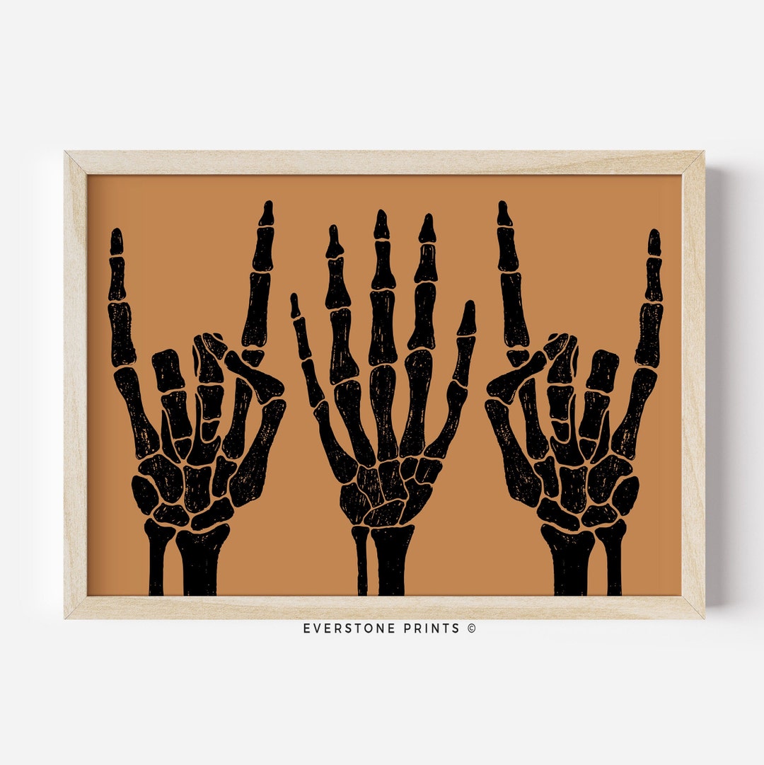 Skeleton Hands Wall Art Halloween Wall Art Witchy Wall Art Spooky Print ...
