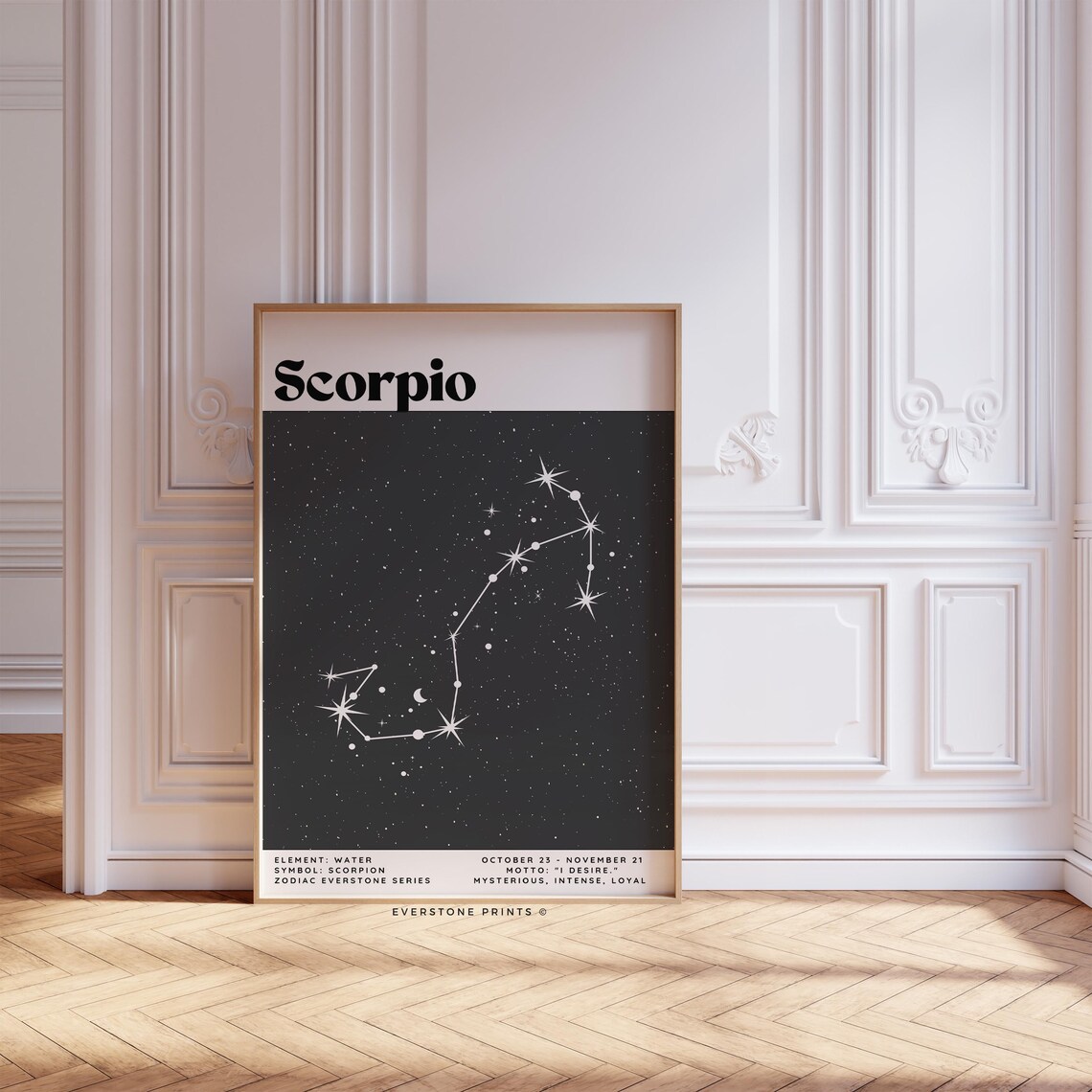 Scorpio Poster | Zodiac Scorpio Print, Retro Wall Decor, Digital ...