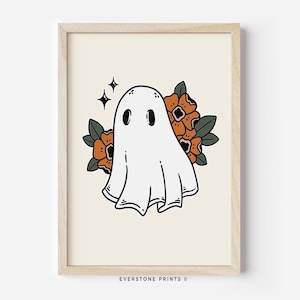 Retro Ghost Wall Art | Halloween Wall Art | Halloween Poster | Spooky ...