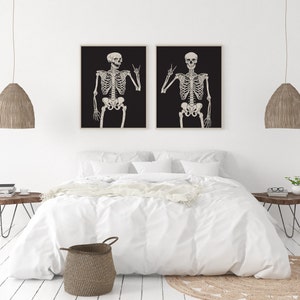 Skeleton Wall Set of 2 | Halloween Wall Art | Halloween Printables ...