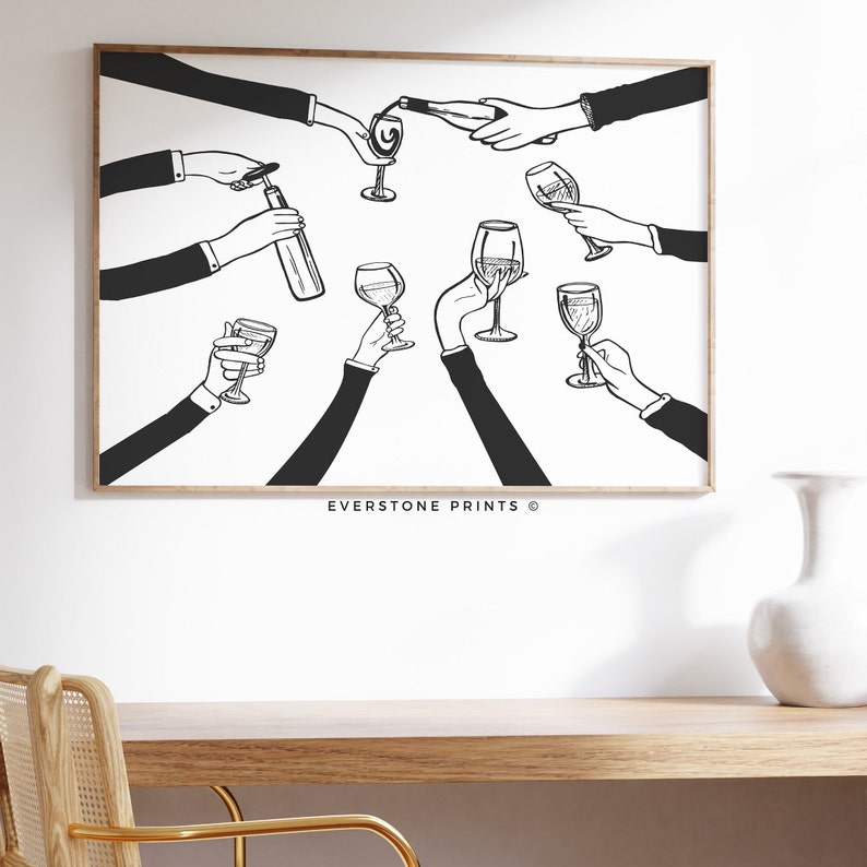 Cheers Wine Print Bar Cart Art Cocktail Print Cocktail Bar - Etsy